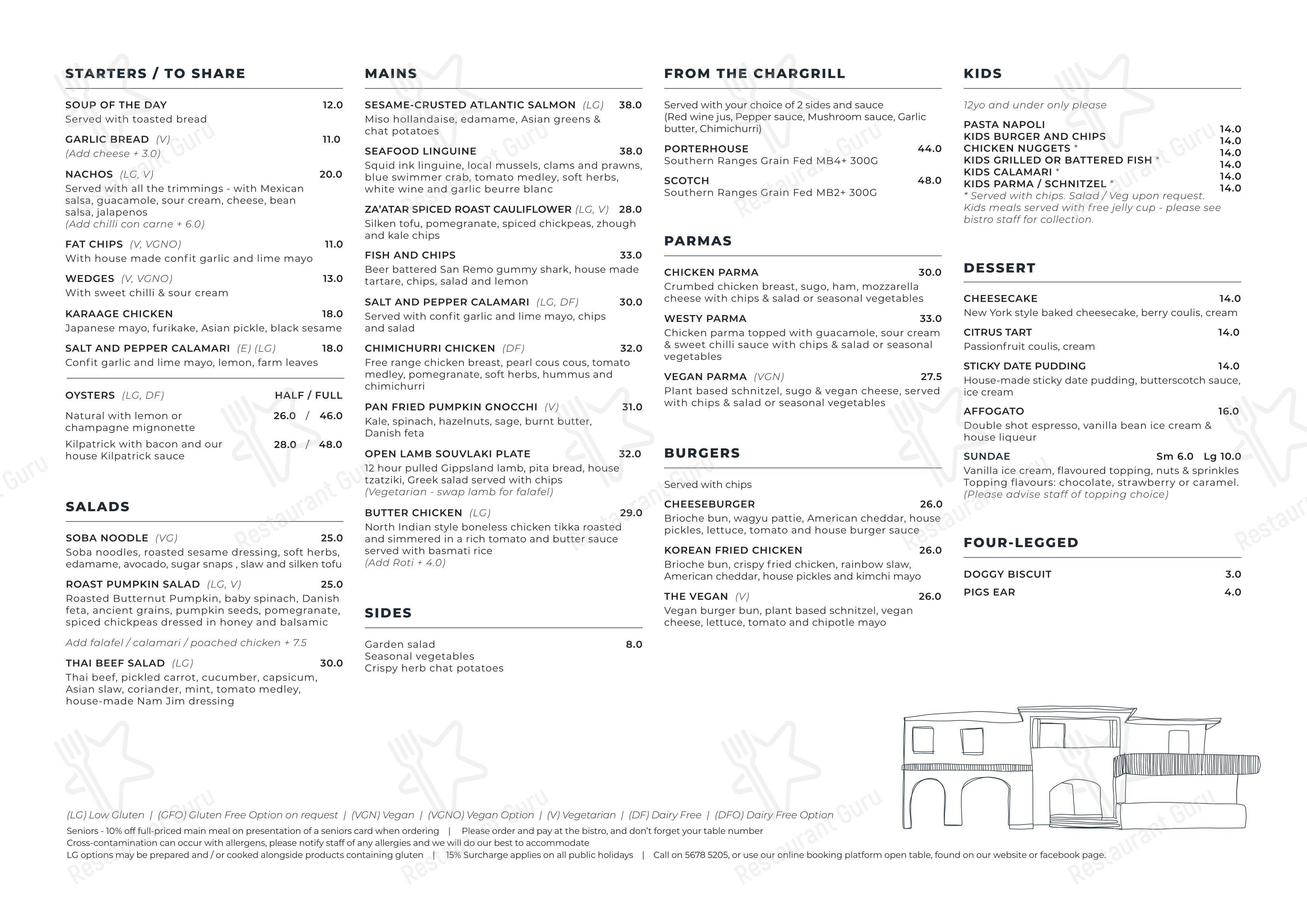 Menu at Westernport Hotel pub & bar, San Remo