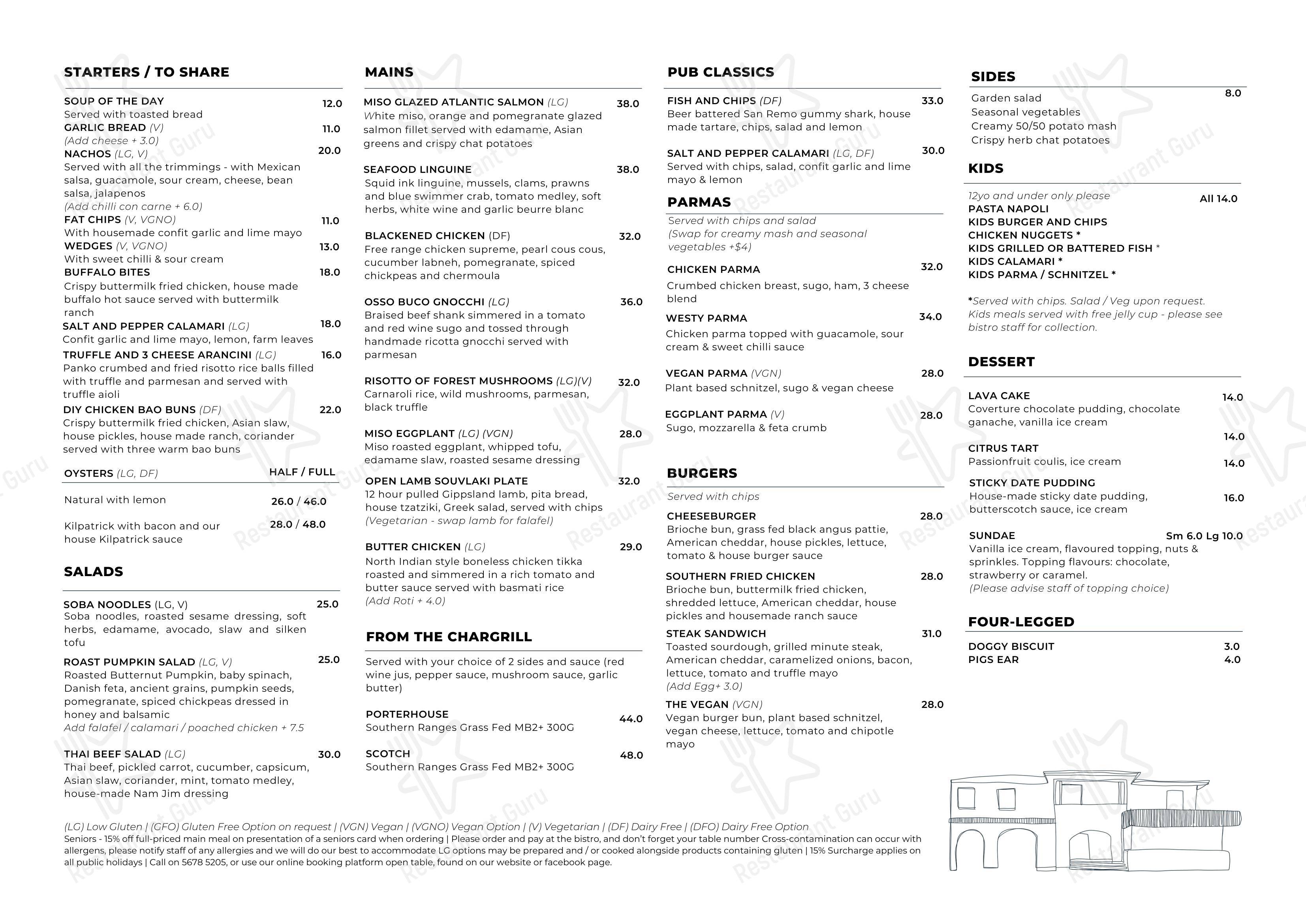Menu at Westernport Hotel pub & bar, San Remo