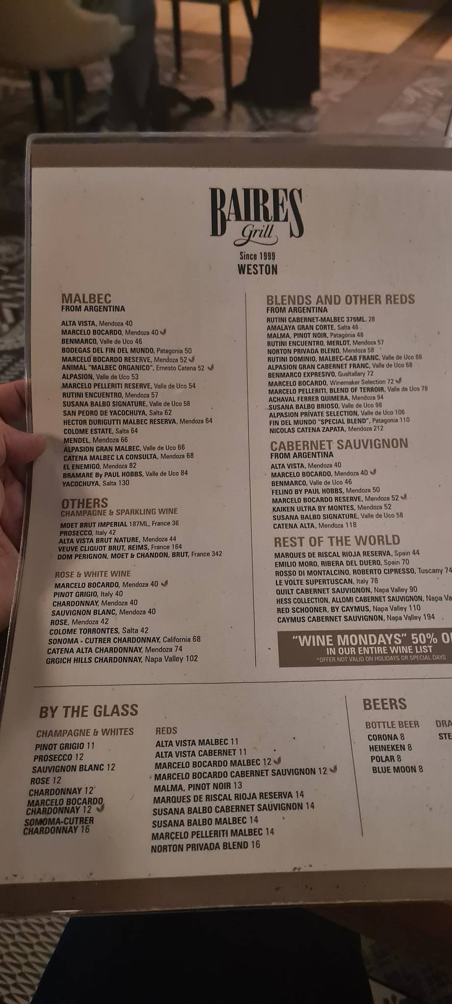 Menu at Baires Grill Weston BBQ, Weston