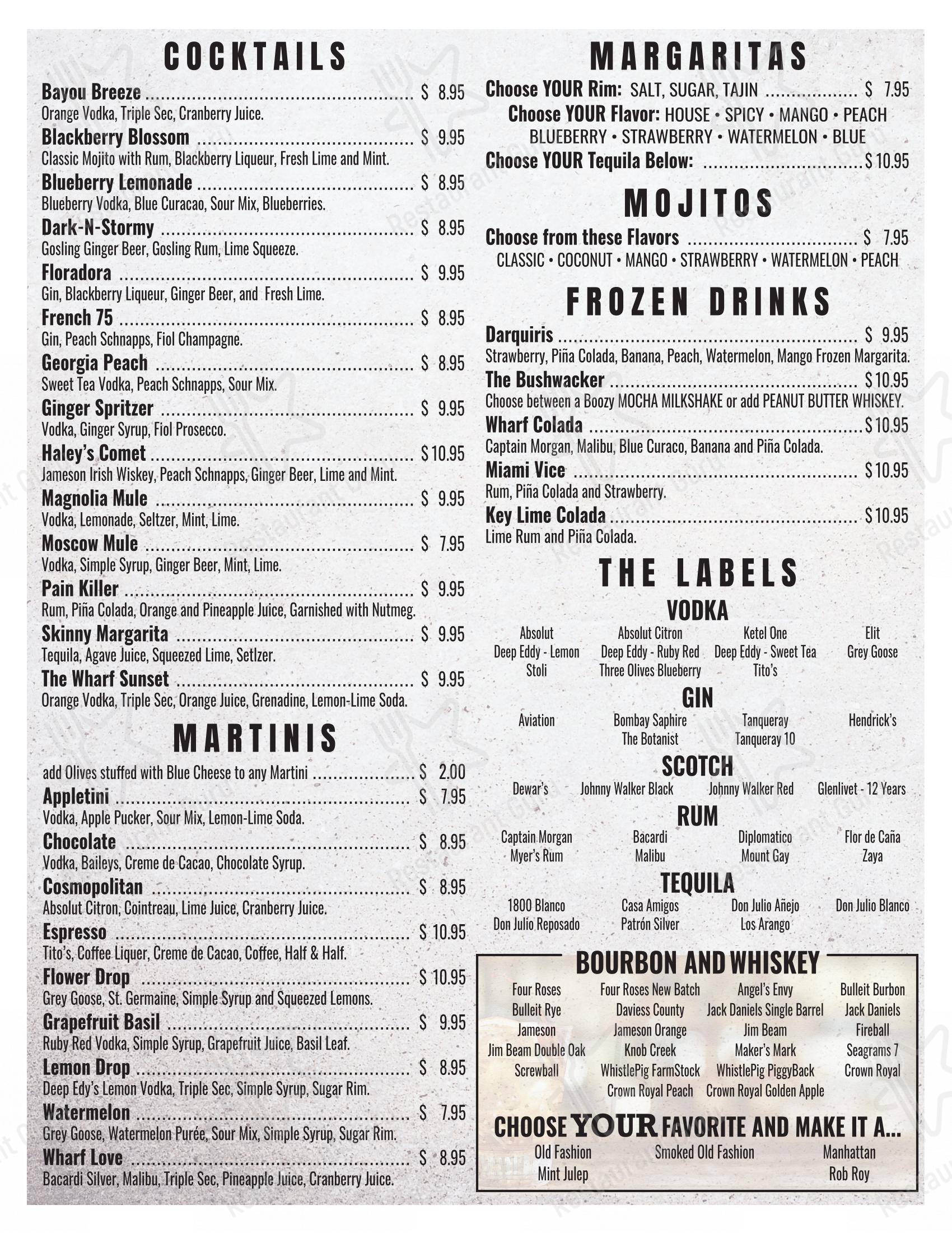 Menu at Wharf 850 restaurant, Niceville