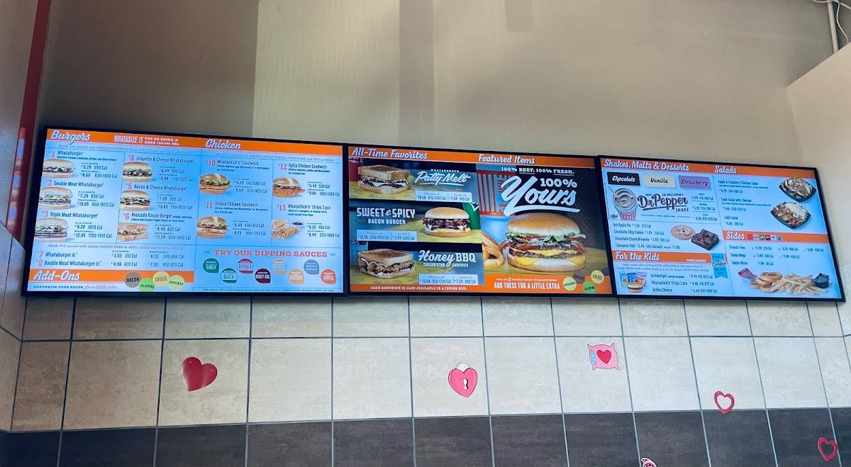 Menu at Whataburger fast food, Austin, Spirit of Texas Dr #100