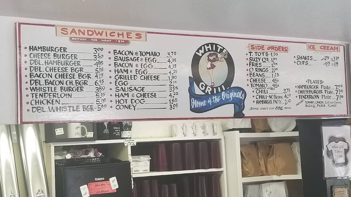 Menu at White Grill restaurant, Nevada