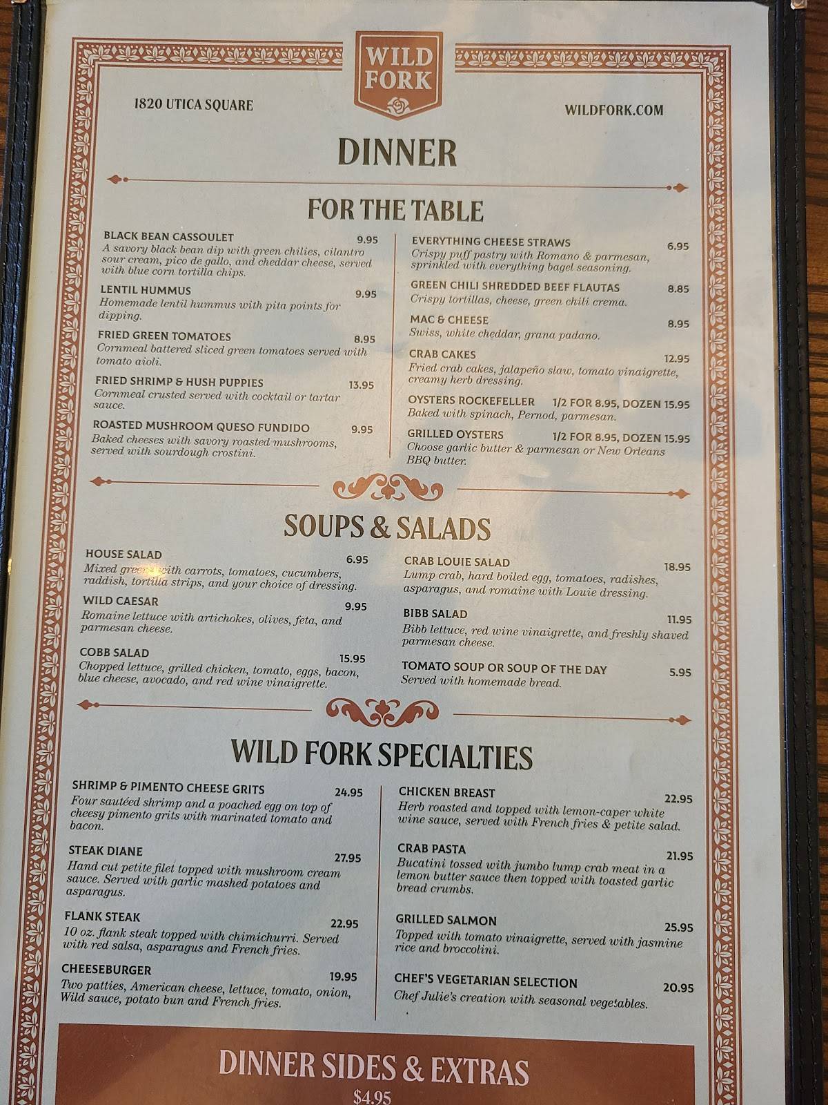 Menu at Wild Fork pub & bar, Tulsa