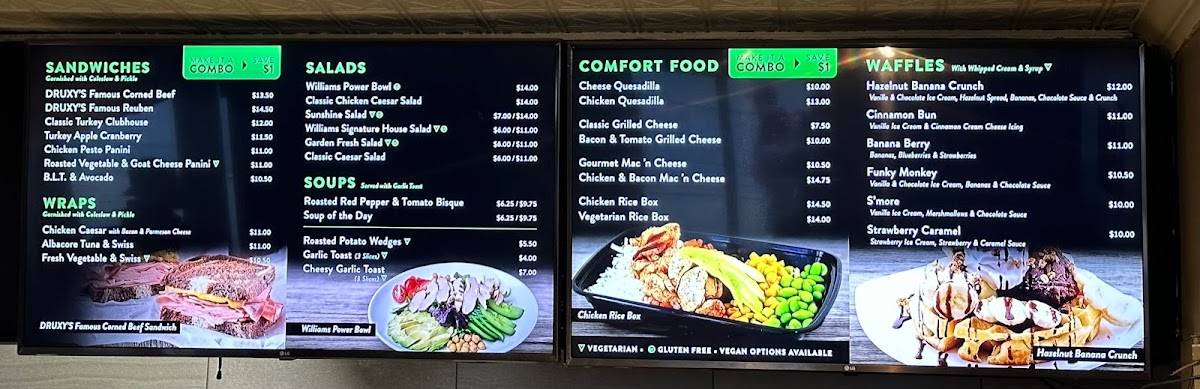 Menu at Williams Fresh Cafe, Hamilton, 47 Discovery Dr