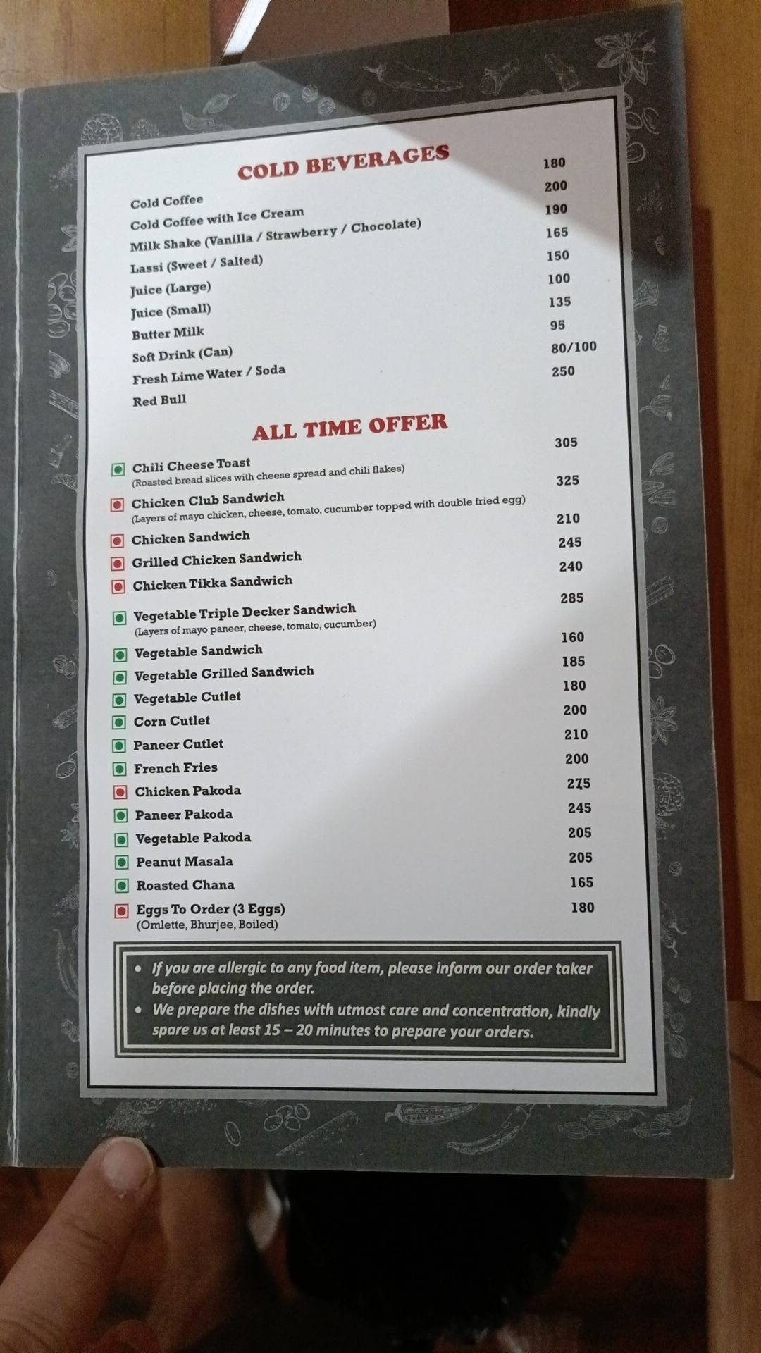 Menu at Wind And Waves Restaurant, Bhopal, 69RJ+M7F