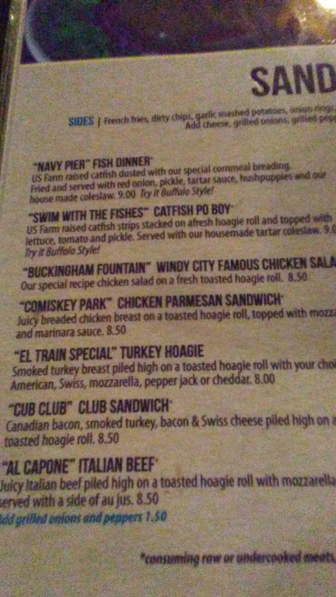Menu at Windy City Grille restaurant, Hernando