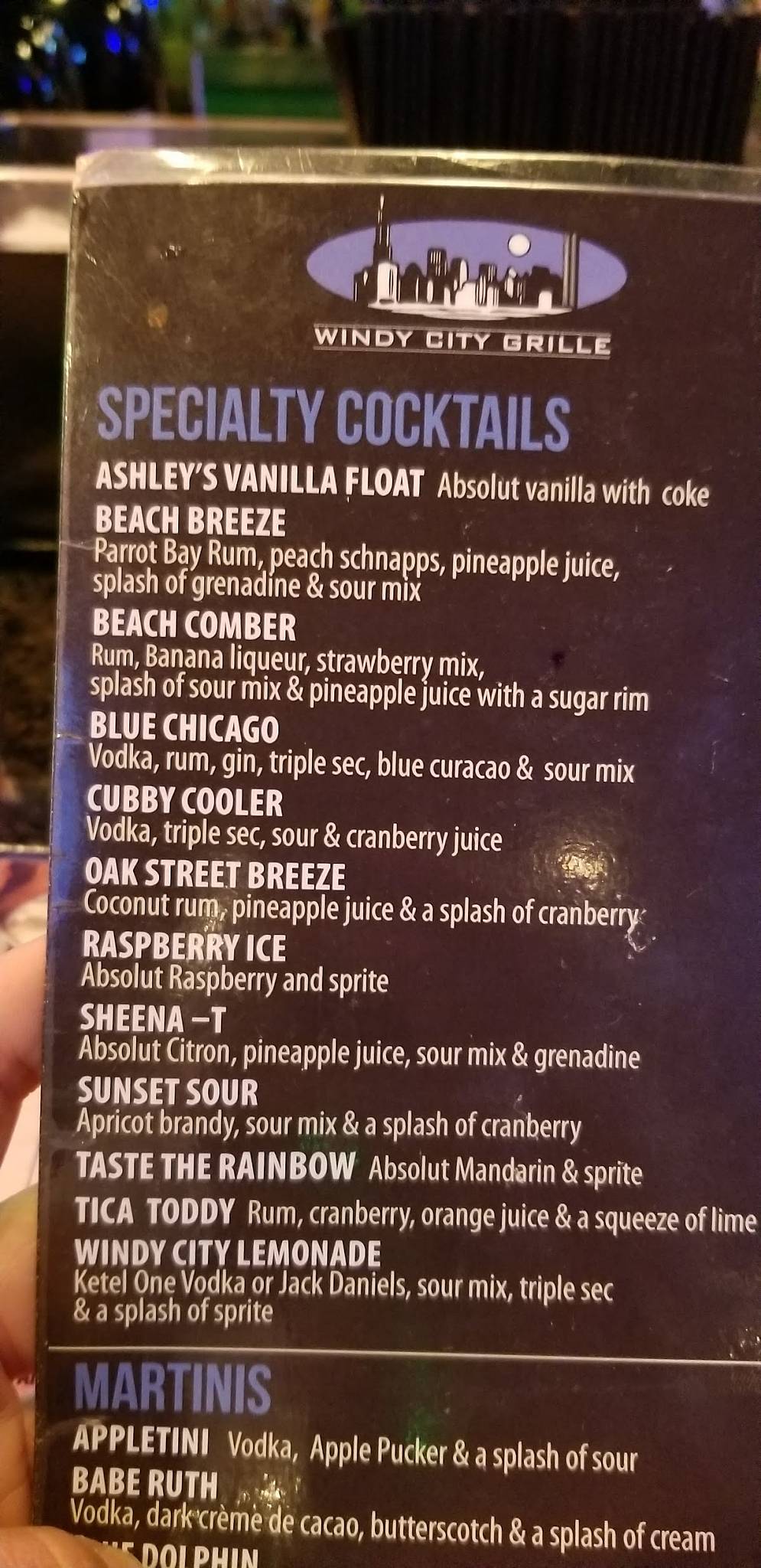 Menu at Windy City Grille restaurant, Hernando