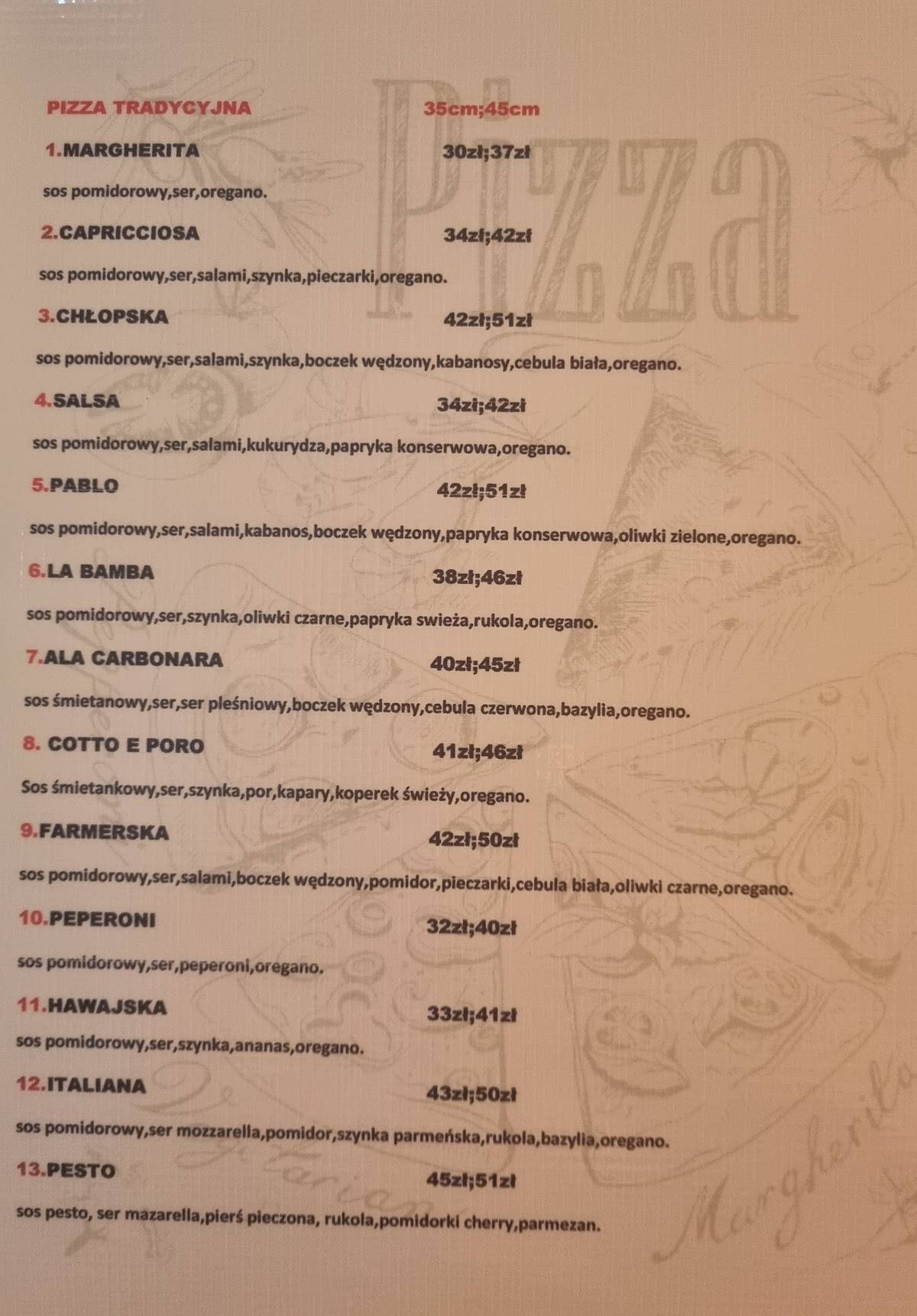 Carta del restaurante Włoska Lustracja Pizza&Pasta Radzymin, Radzymin