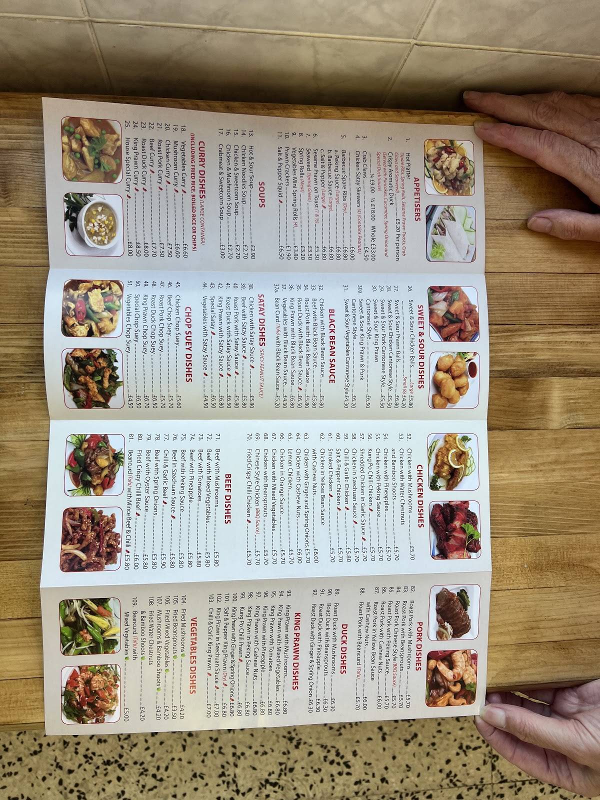 Menu at Wong’s Kitchen restaurant, Gloucester