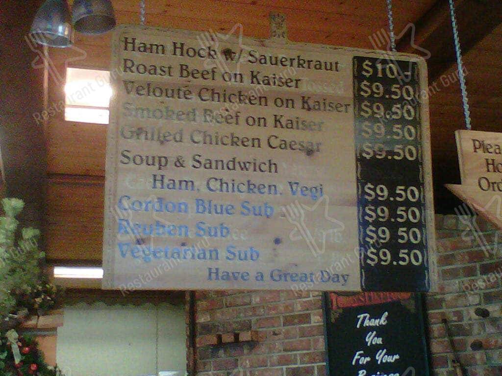 Menu at Wood Fire Bakery, Kelowna