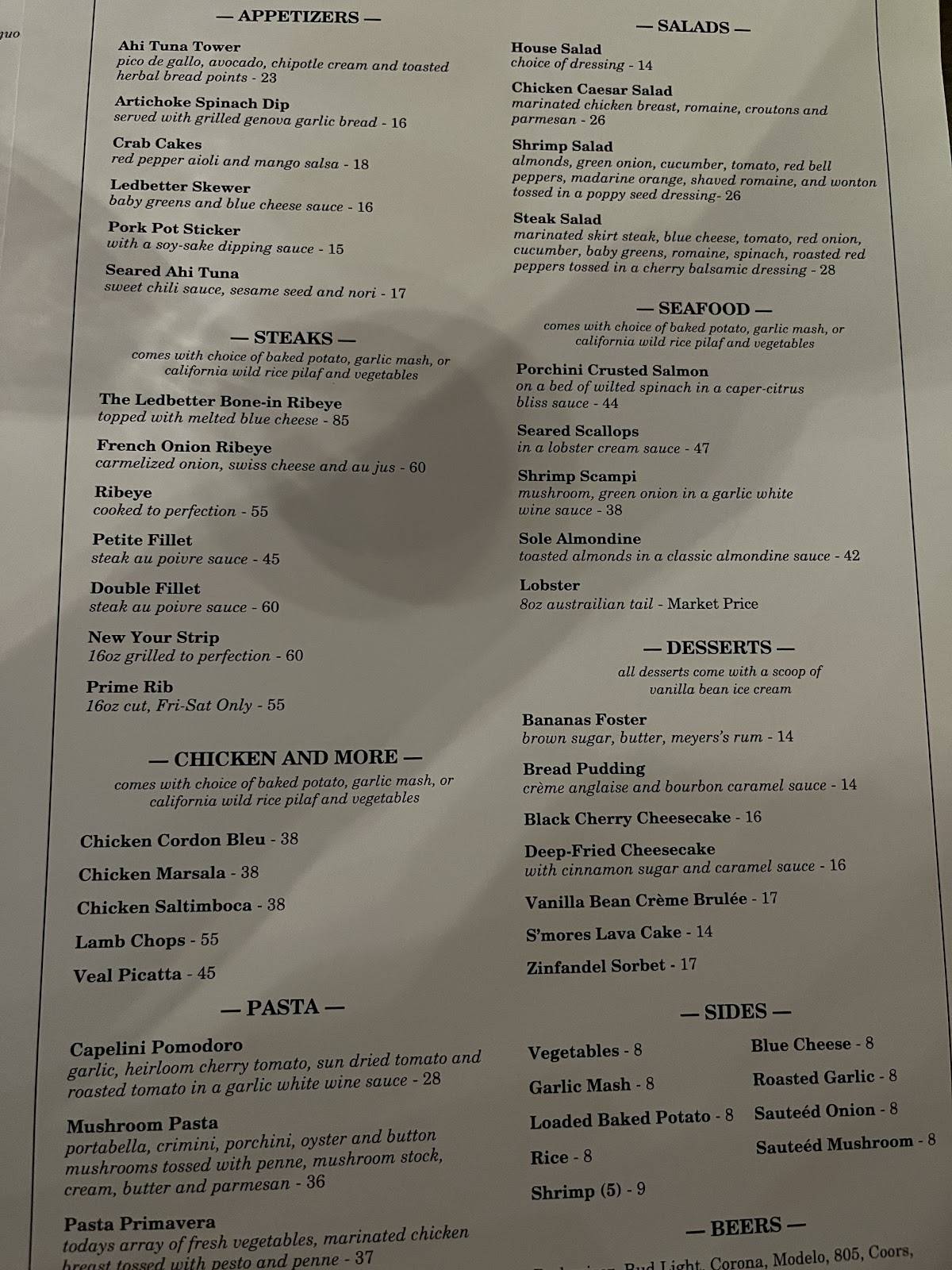 Menu at Woodbridge Inn Steakhouse, Woodbridge