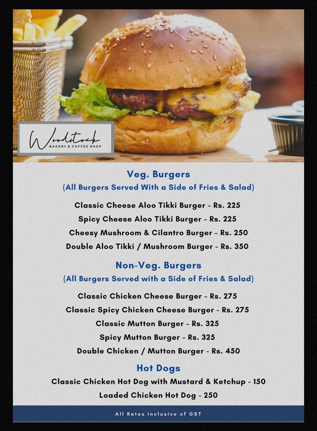 Menu at Woodstock Bakery & Coffee Shop, Delhi