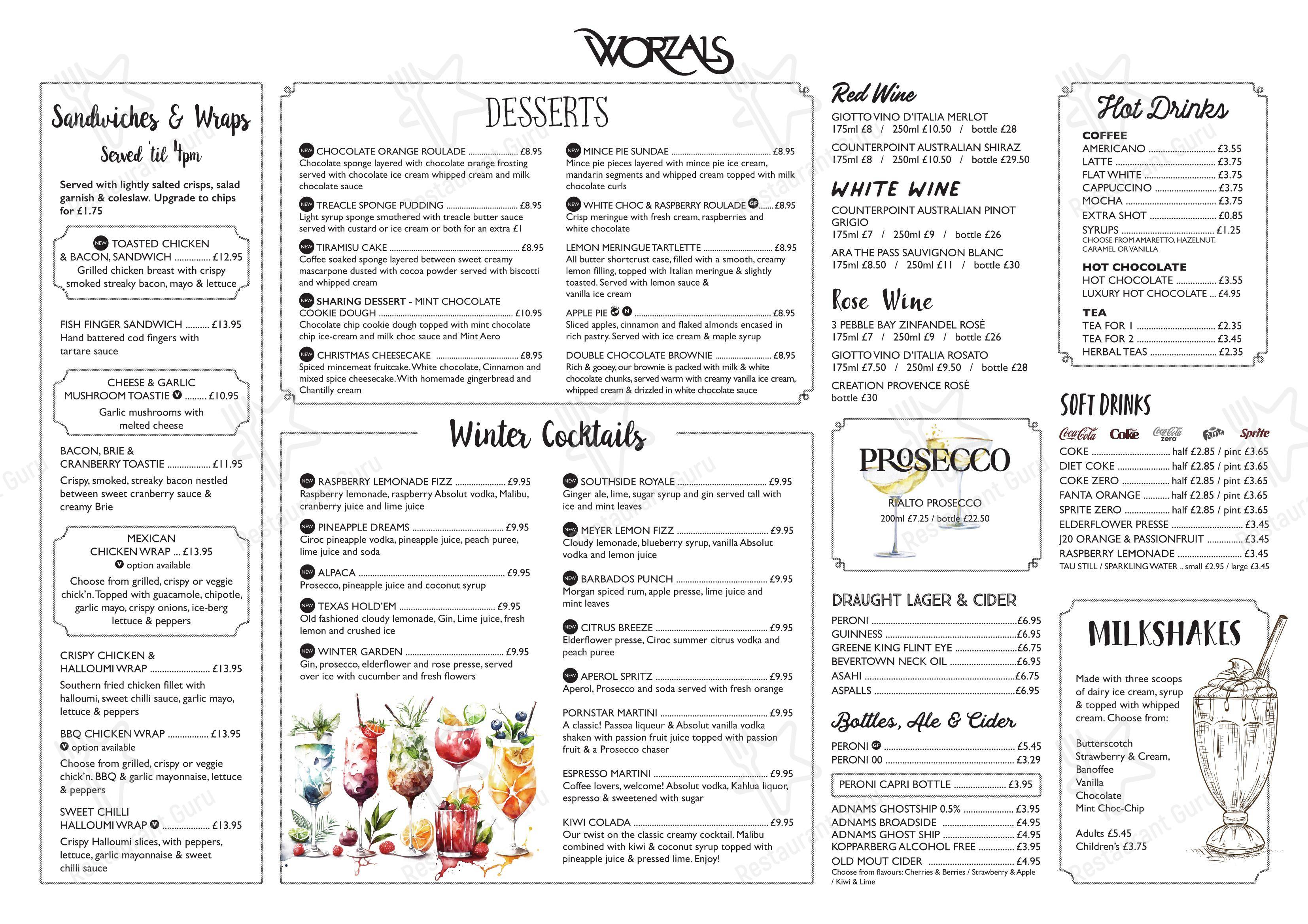 Menu at Worzals Bar & Grill, Wisbech