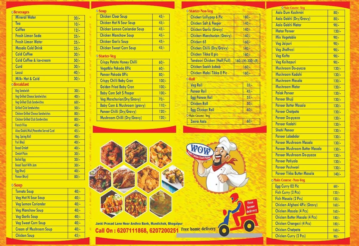 Menu at Wow Multi Cuisine Food Points, Bhagalpur