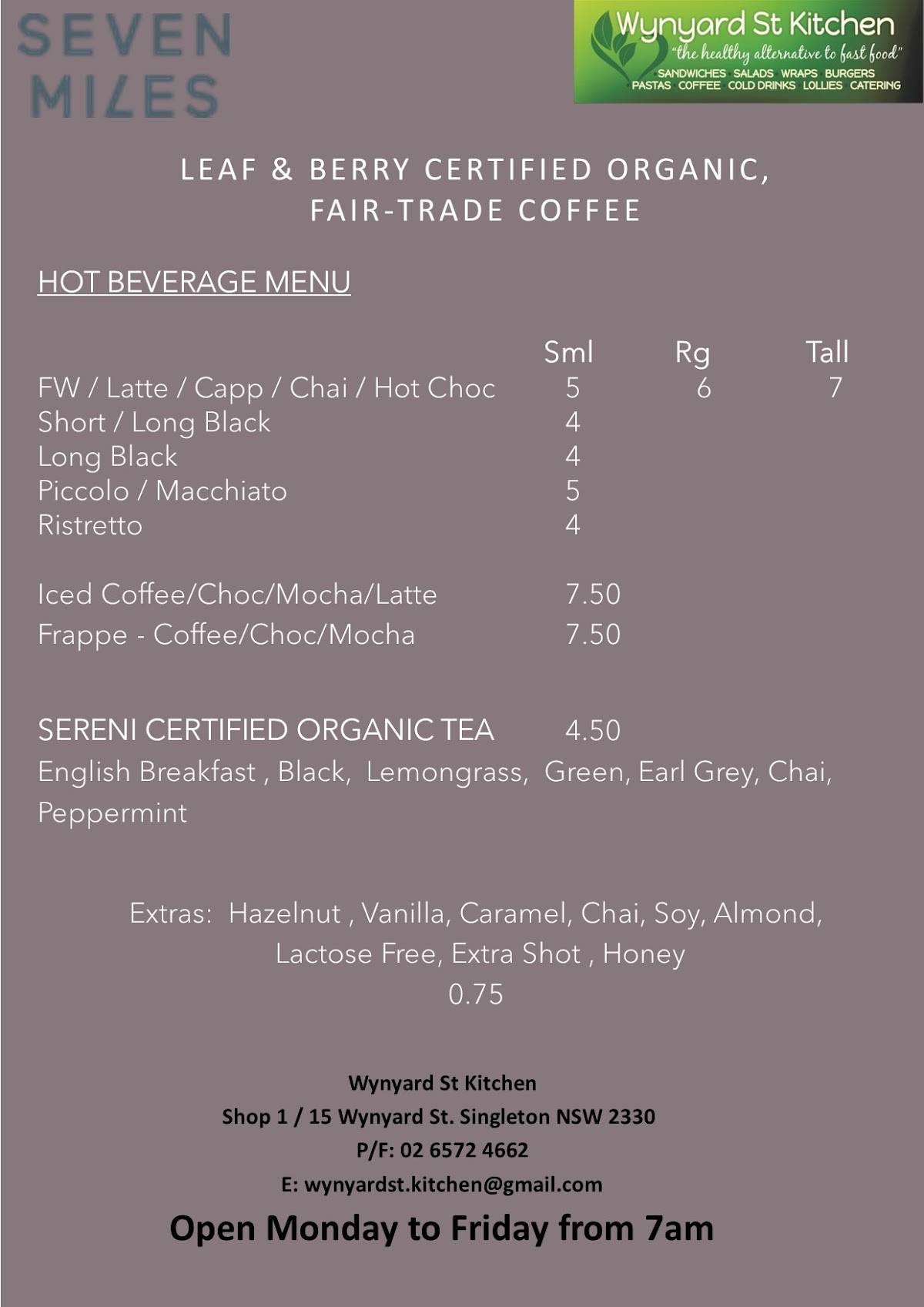 Menu at Wynyard St. Kitchen fast food, Singleton