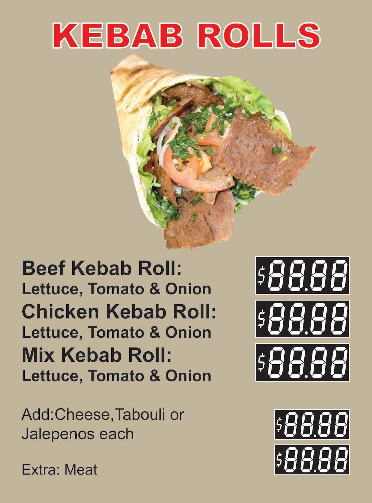Menu at Yakamoz Turkish Cuisine restaurant, Mittagong