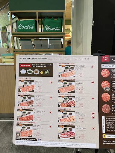 Menu at Yakiniku Like restaurant, Quezon City
