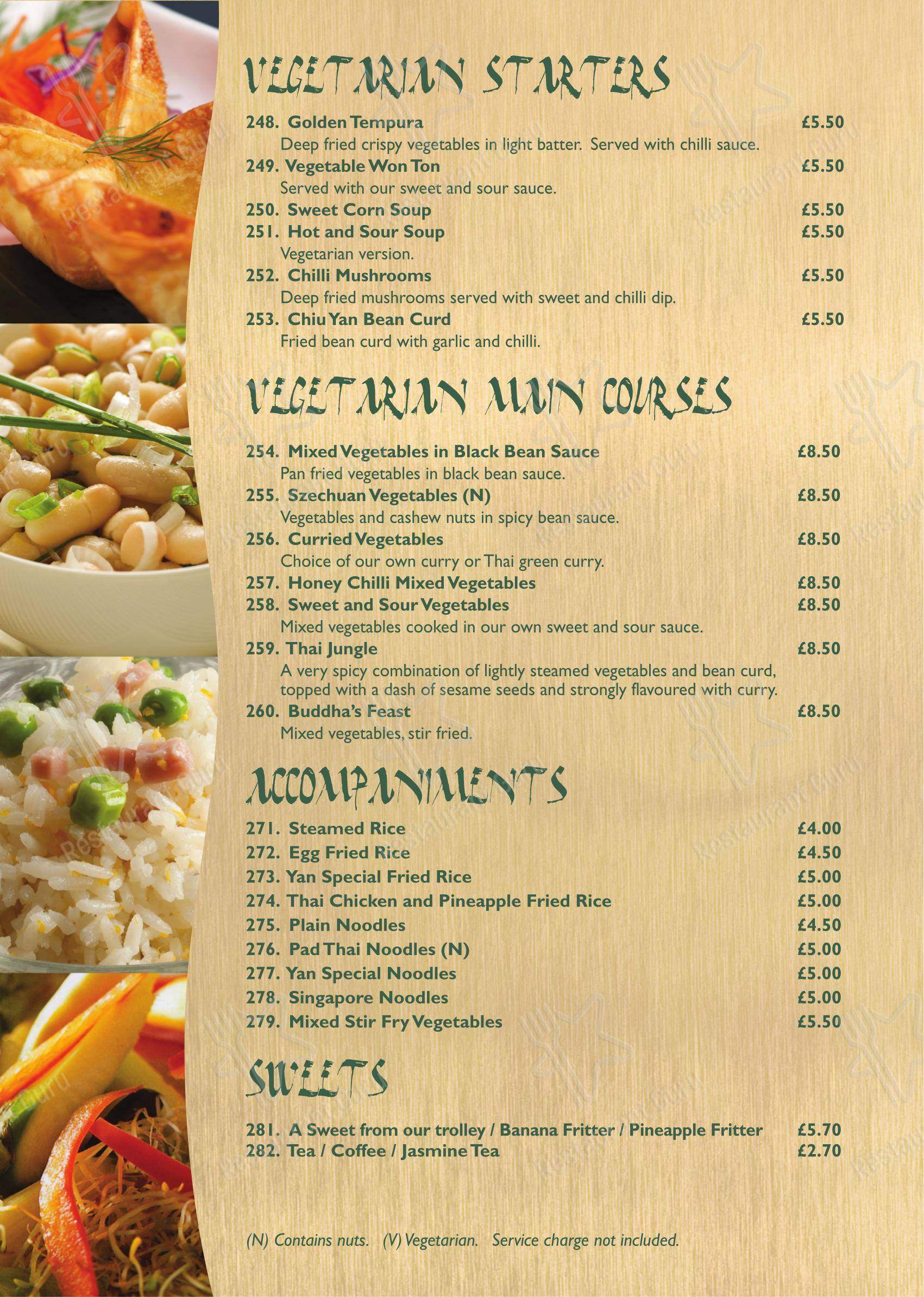 Menu at Yan Oriental Restaurant, Westhill