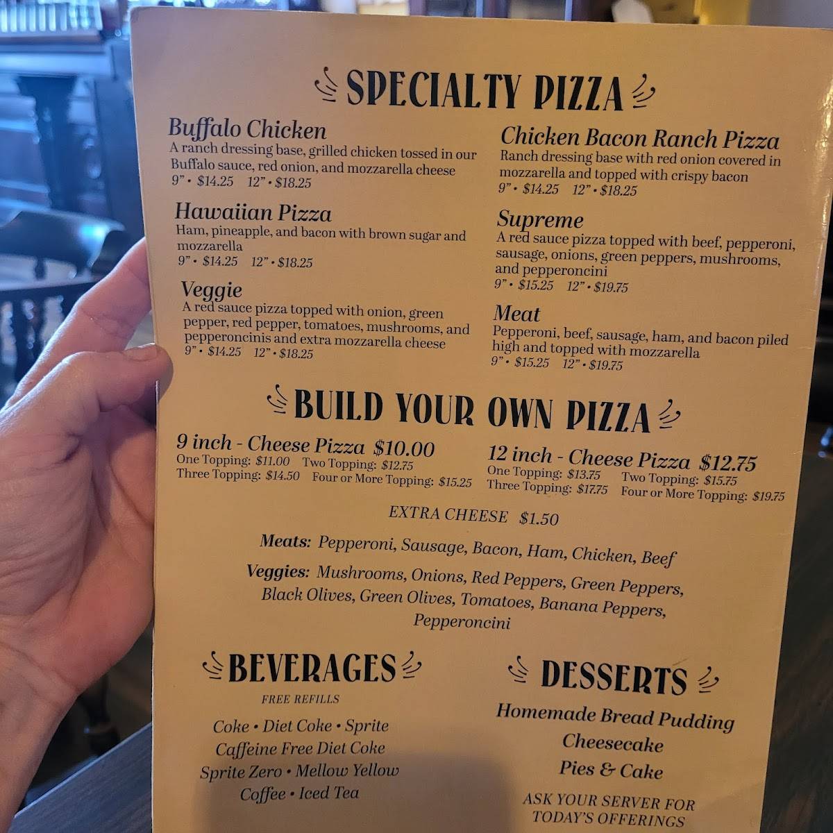 Menu at Yellow Tavern pub & bar, New Harmony