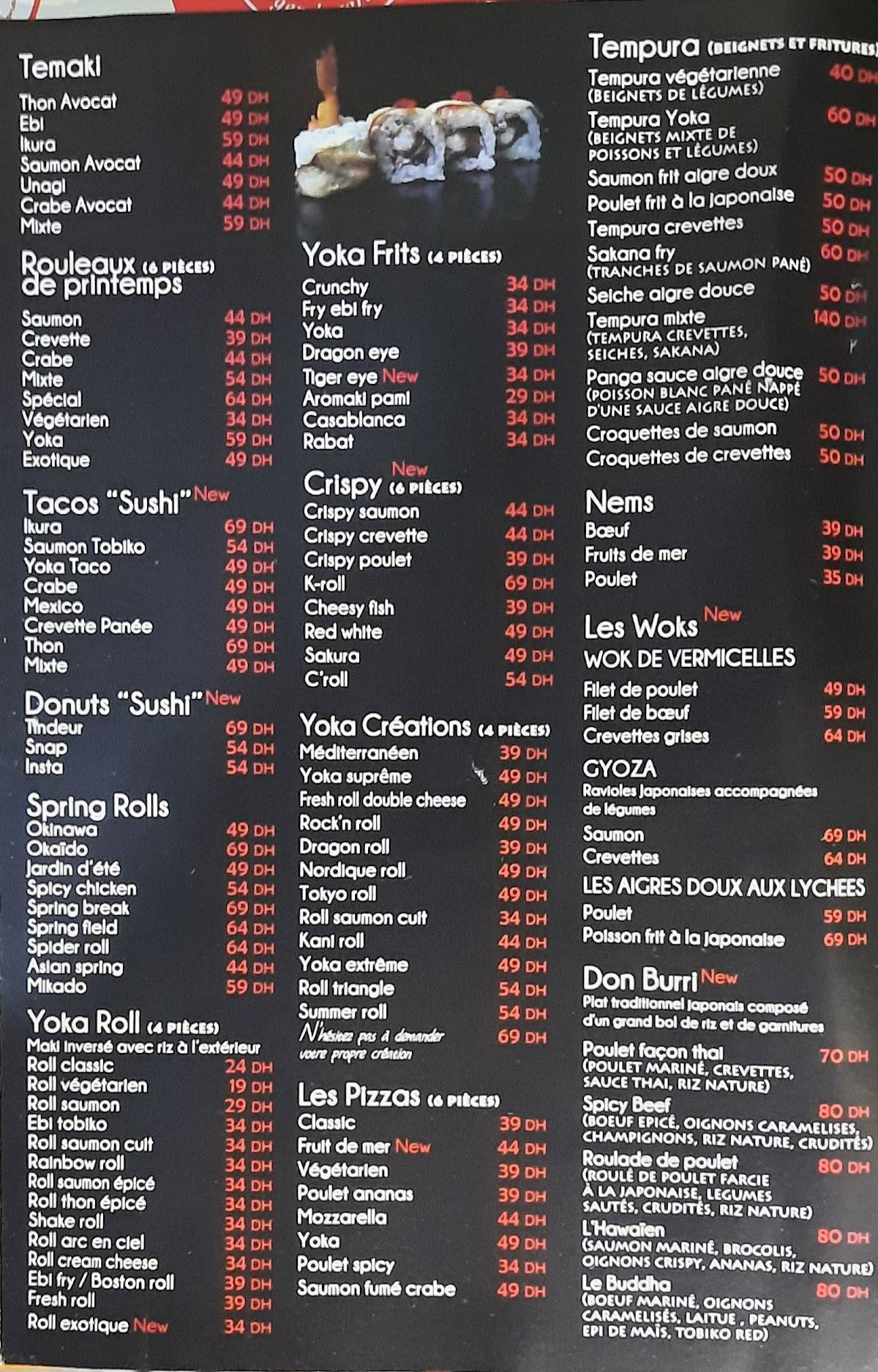 Menu au Yoka Sushi - Témara restaurant, Temara