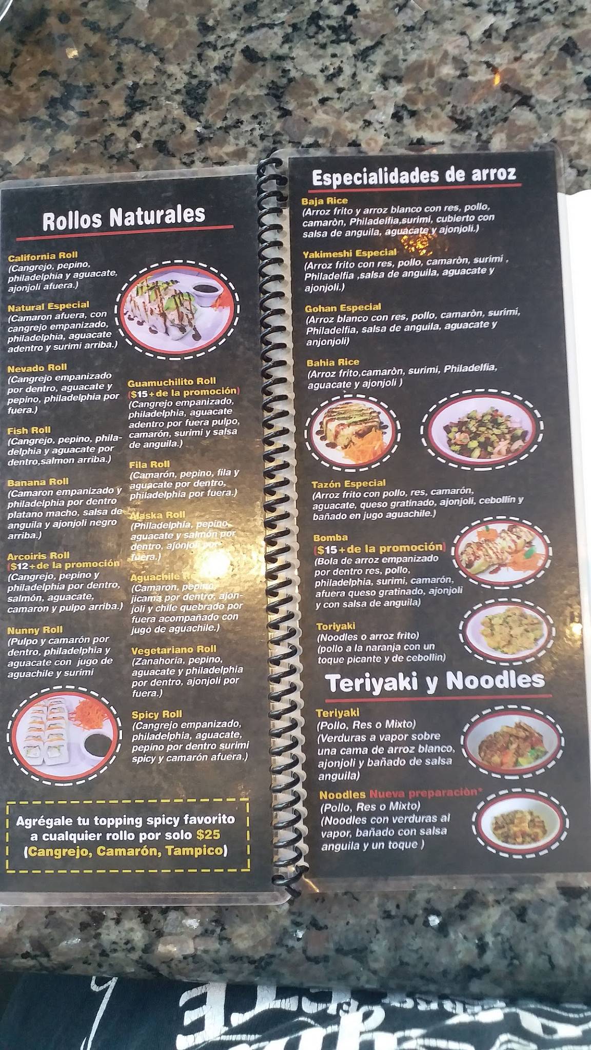 Carta de Yokomy Sushi Casa Blanca Restaurante, Tijuana