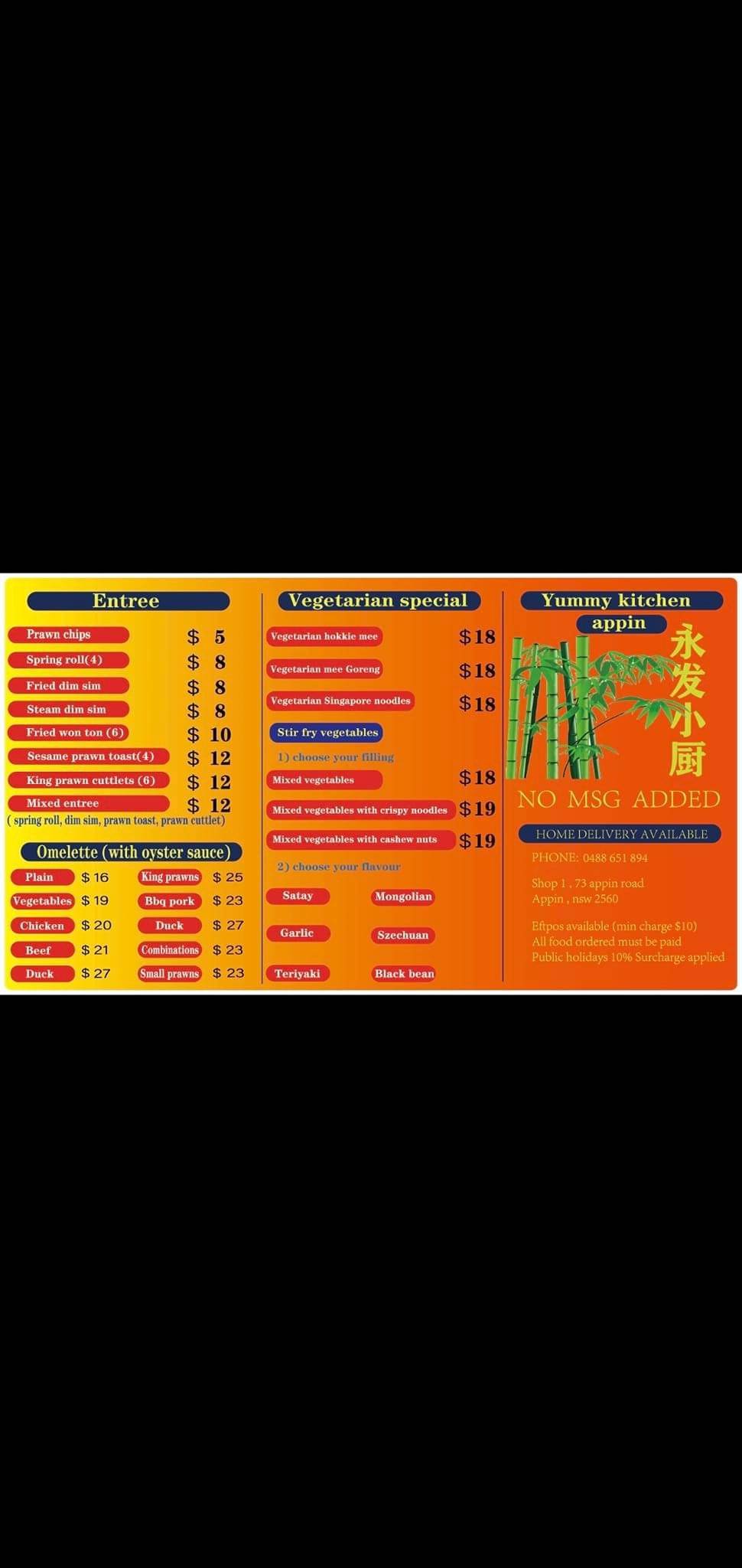 Menu at Yummy Kitchen Appin restaurant, Appin