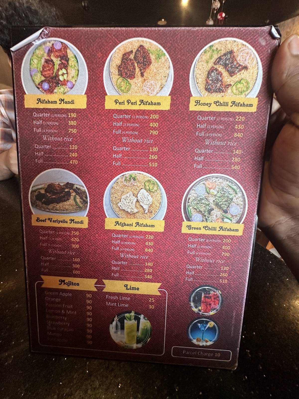 Menu at ZAHAR AL MANDI, Ayoor