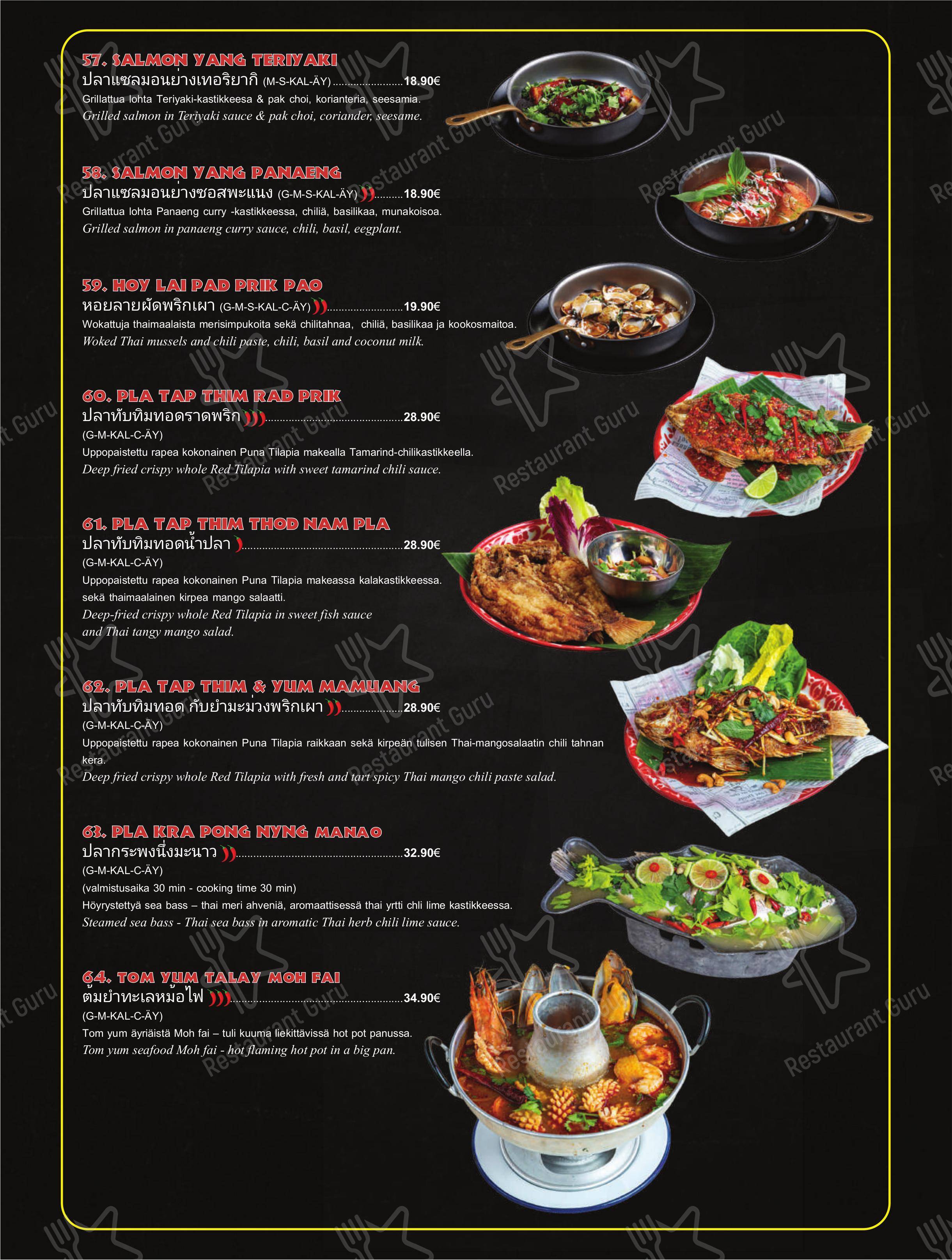Carta del restaurante Zaap Isan Thai Street Food, Helsinki