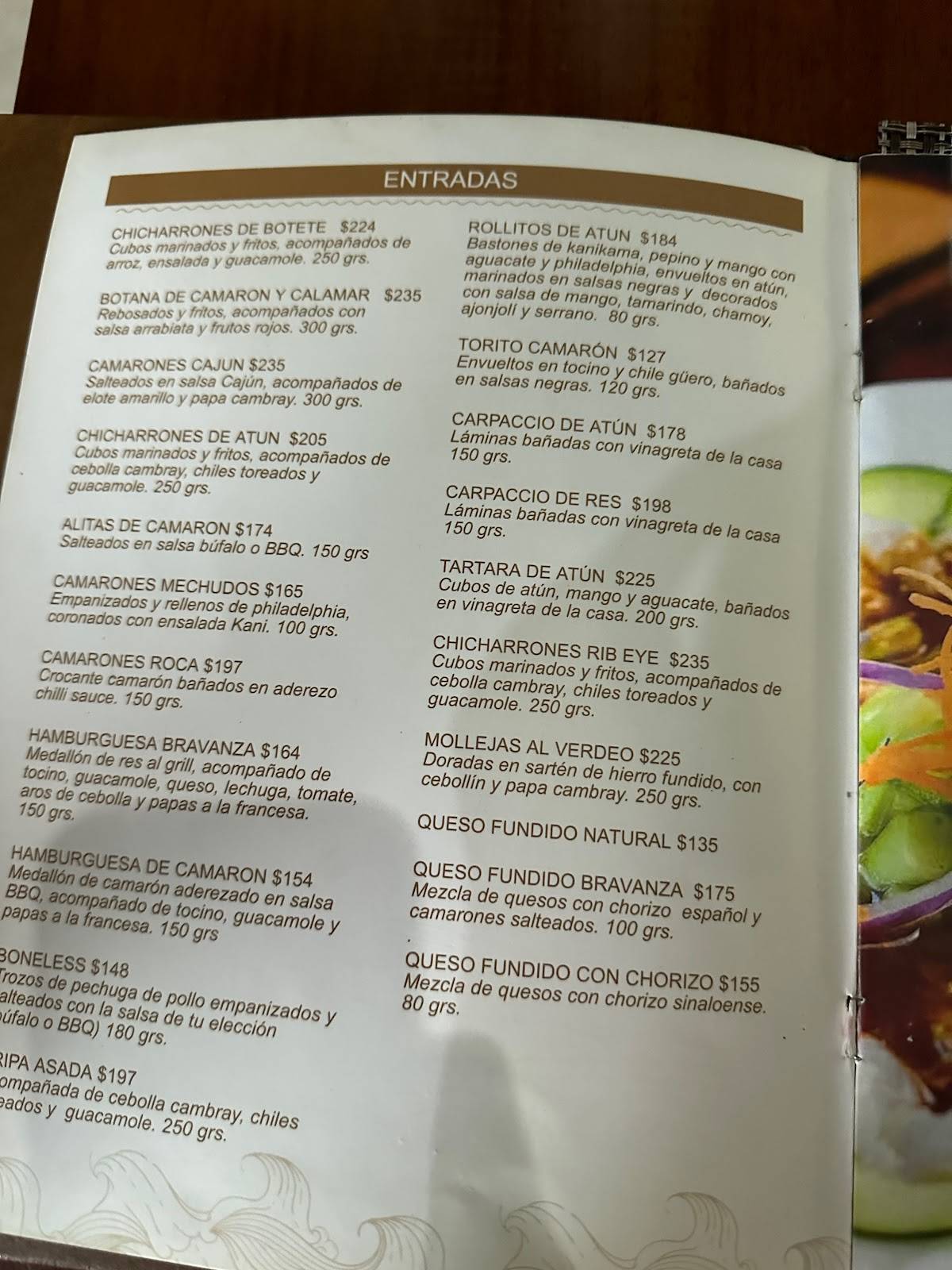 Carta de Restaurante Bravanza, Zapopan