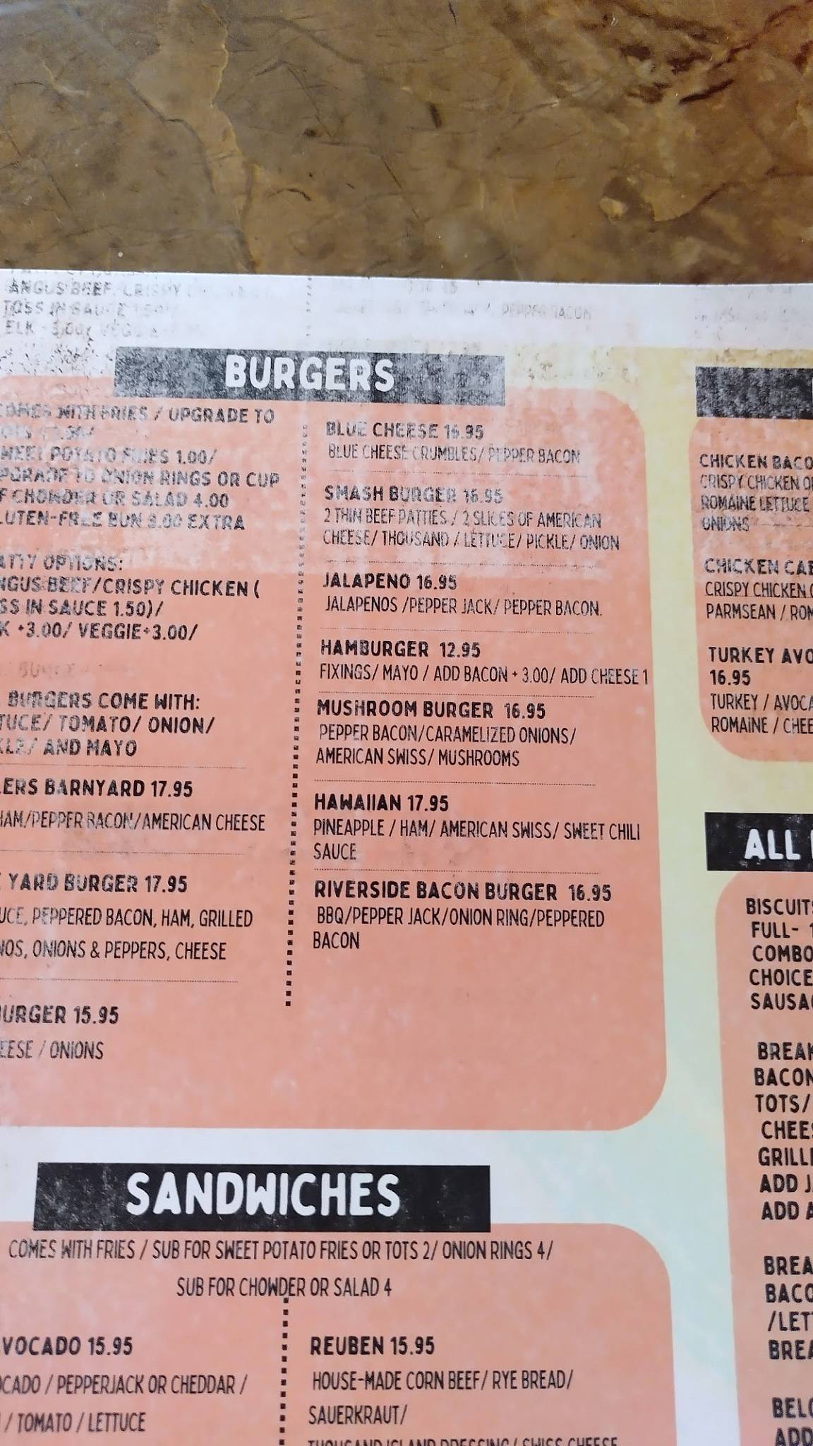 Menu at Zeller’s Riverside Bar & Grill, Rose Lodge