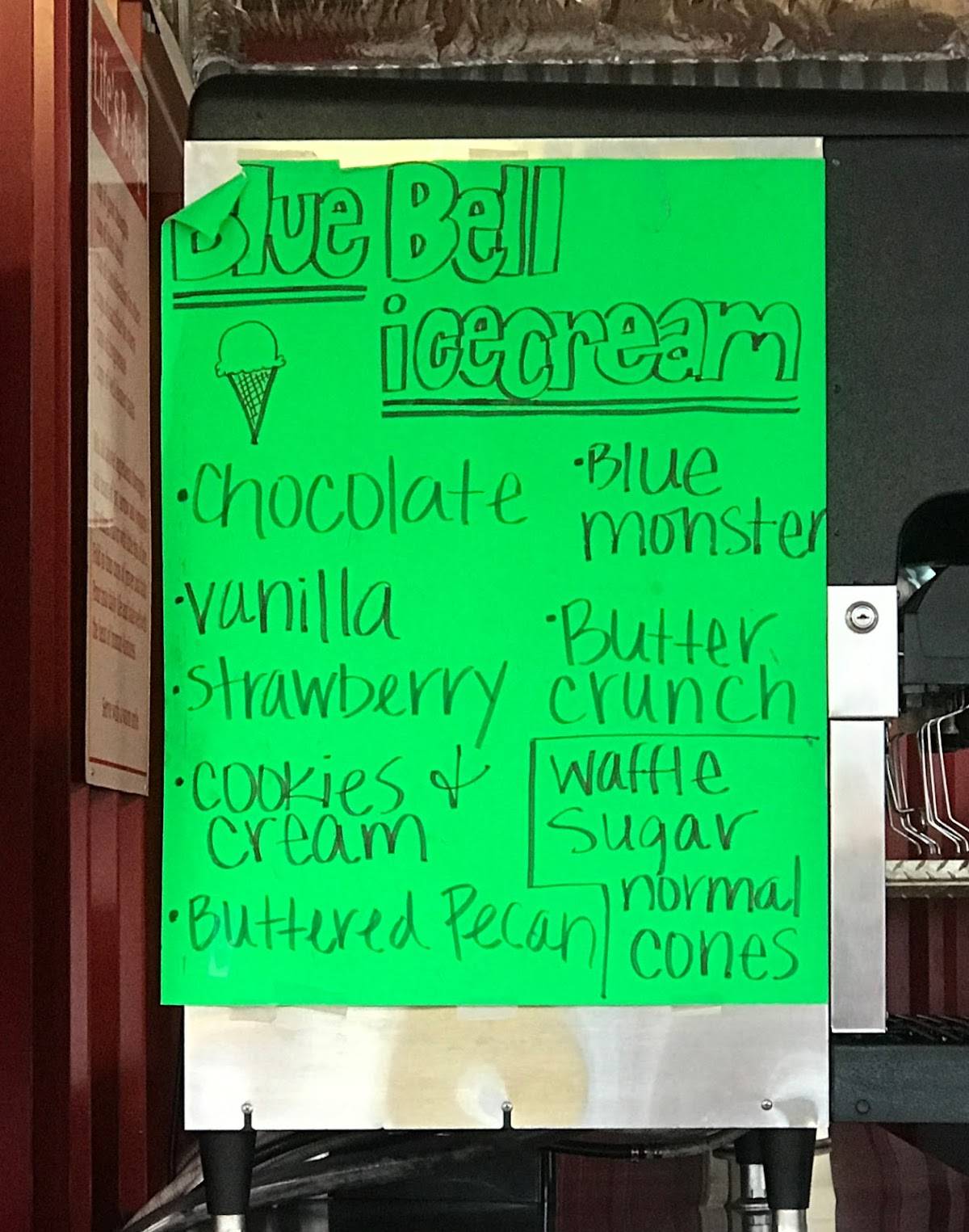 Menu at Zesty Burger fast food, Lufkin