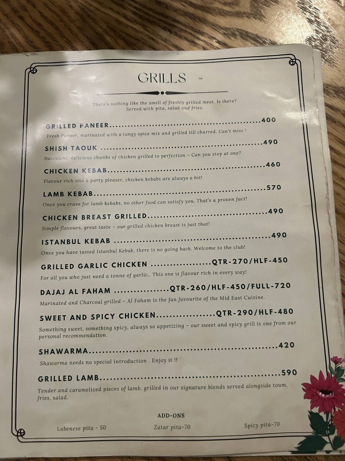 Menu at Zubaan - Middle-Eastern Kitchen, Bengaluru