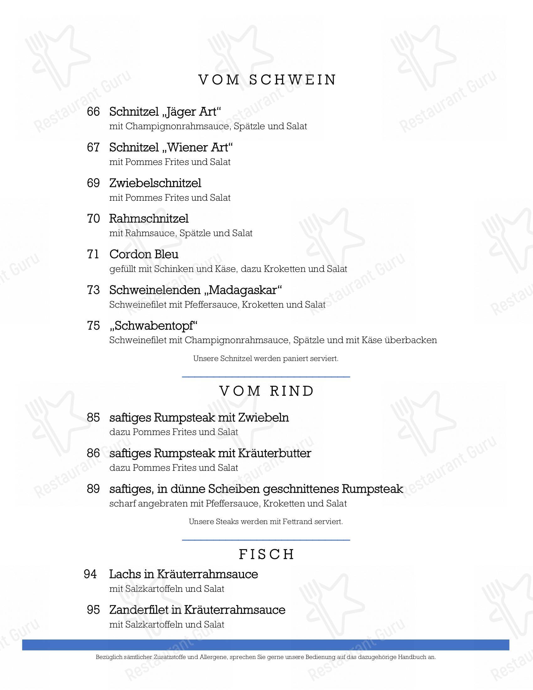 Speisekarte von Zum Fischerheim 1A restaurant, Bobenheim-Roxheim