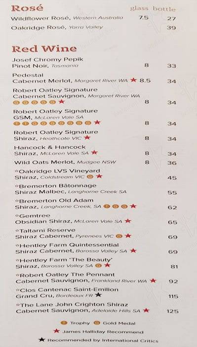Menu at Amstel Club, Cranbourne