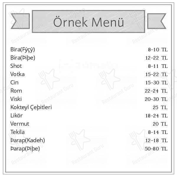 Menu at Bug, Istanbul