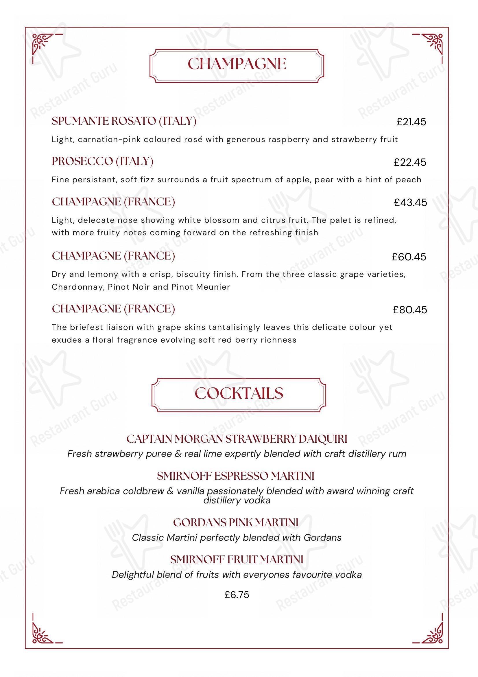 Menu at Castle Bromwich Hall Hotel pub & bar, Birmingham