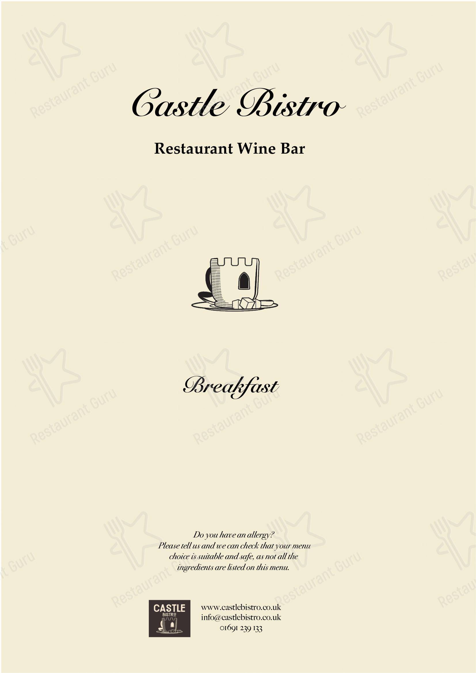 Menu at Castle Bistro, Tearoom & Wine Bar, Chirk