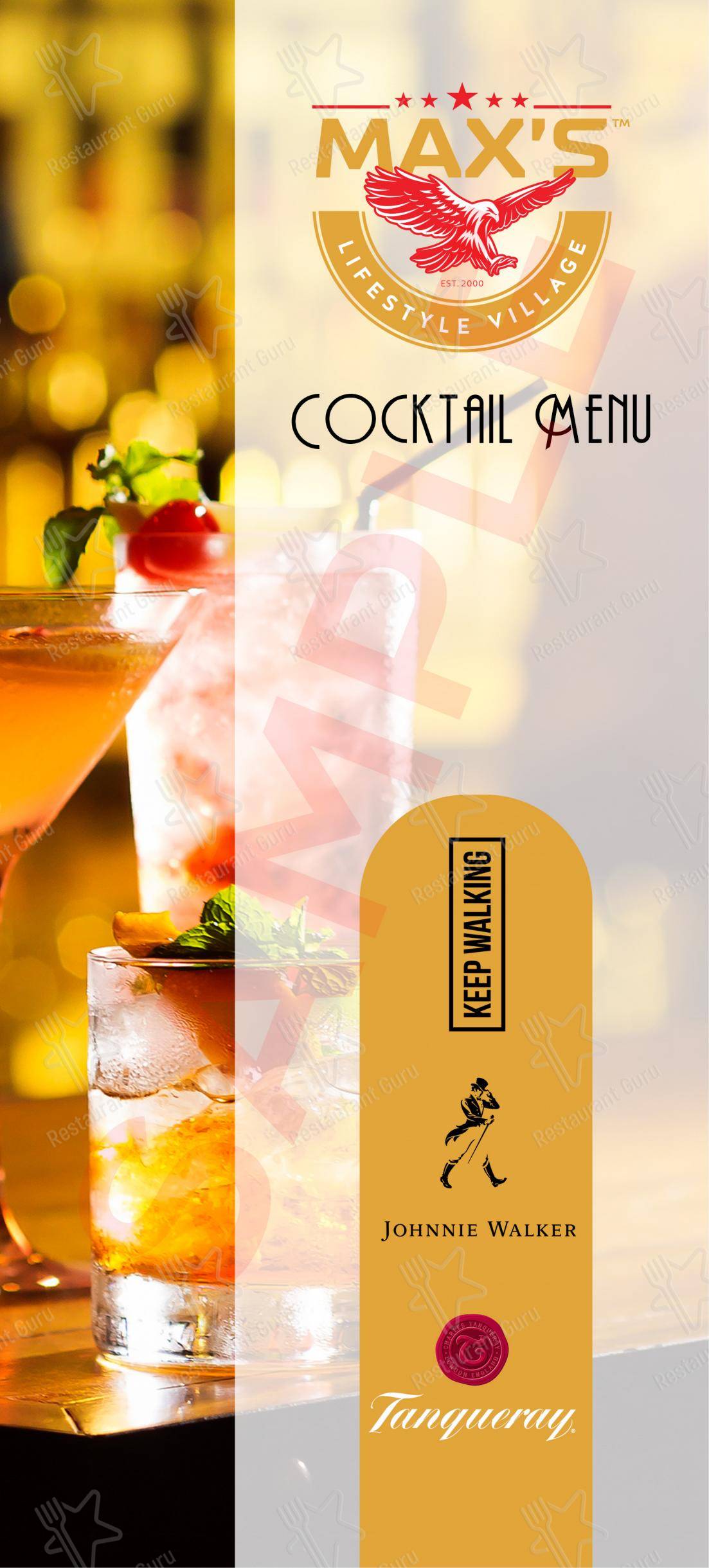 Menu at Max's Lifestyle pub & bar, Durban, Durban