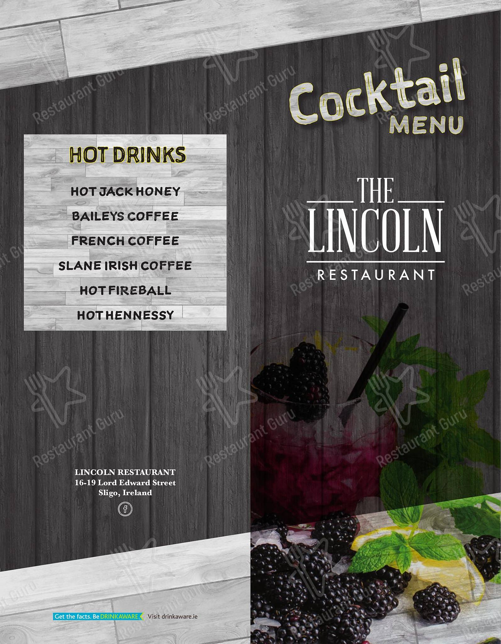 Menu at The Railway Bar & Lincoln's Sligo, Sligo