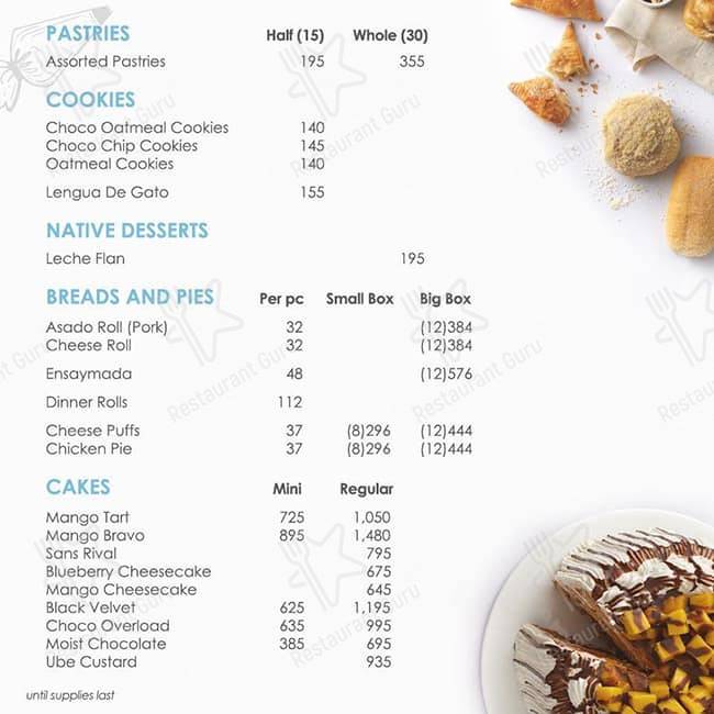 Menu at Conti's Bakery & Café, Quezon City, Ayala Fairview Terraces ...