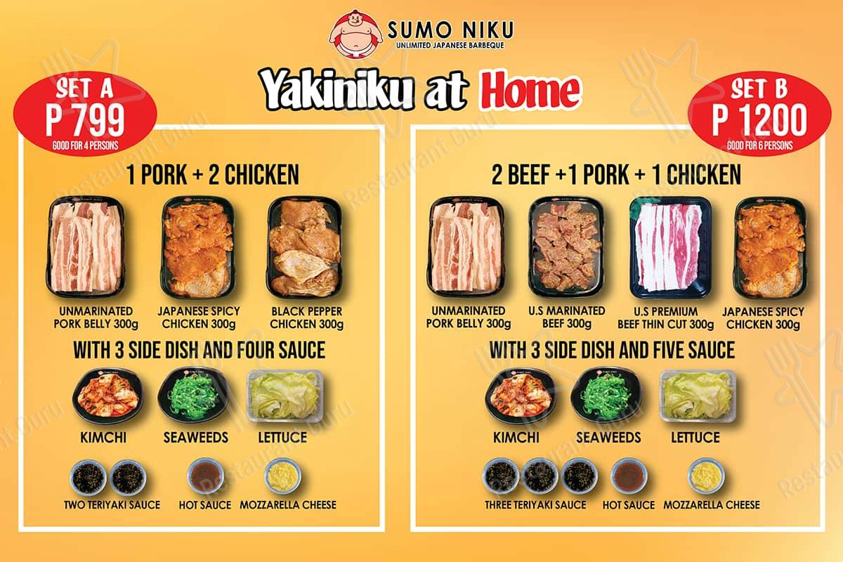 Menu at Sumo Niku restaurant, Makati