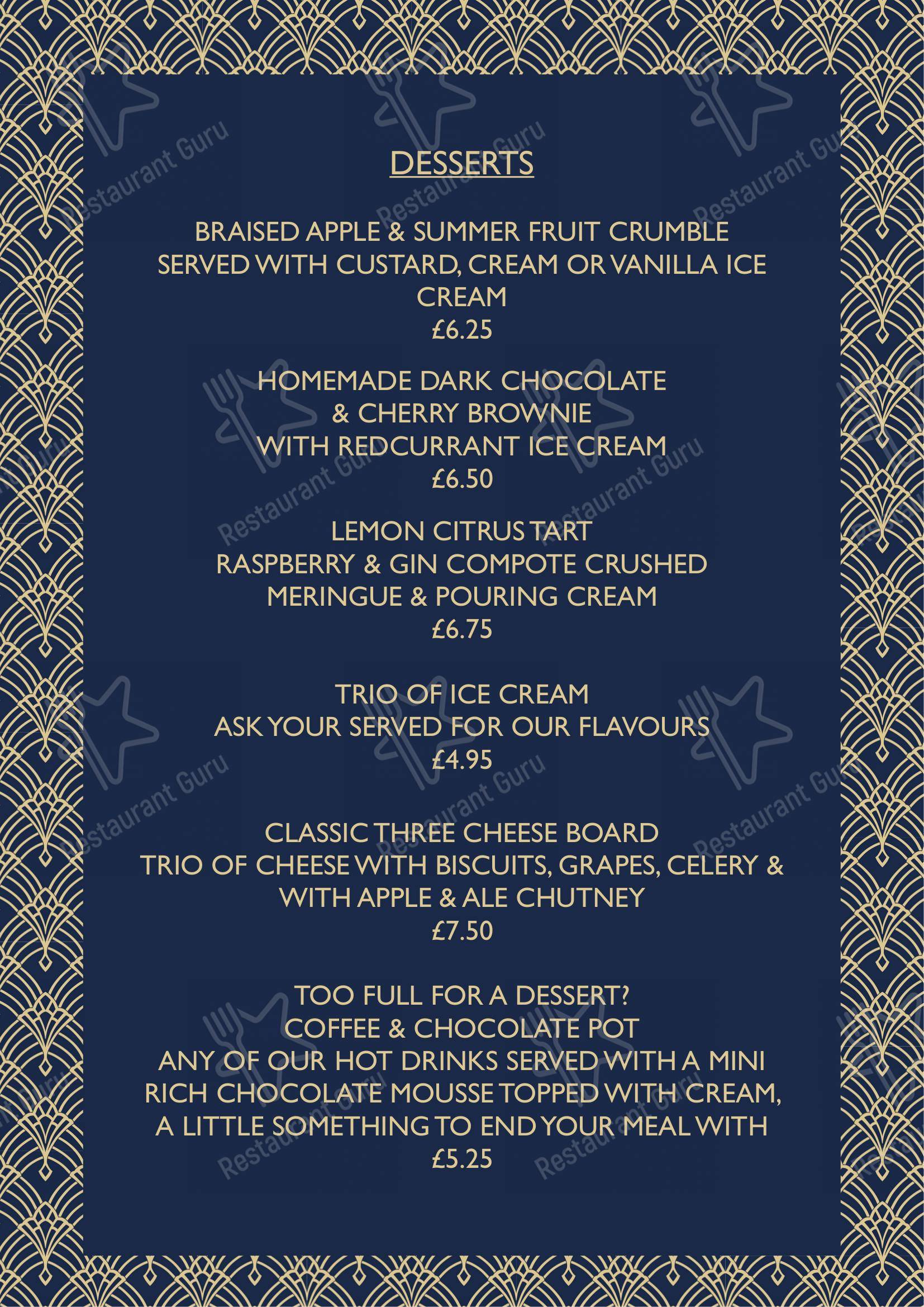 Menu at The Greyhound Inn pub & bar, Coventry