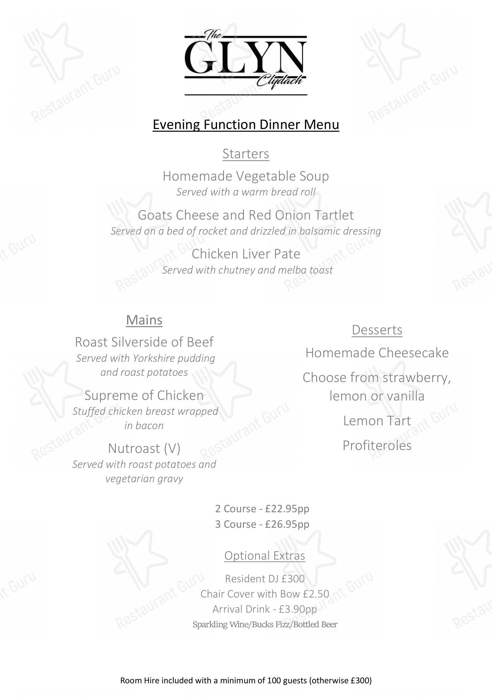 Menu at The Loft pub & bar, Neath, Glyn Clydach Hotel