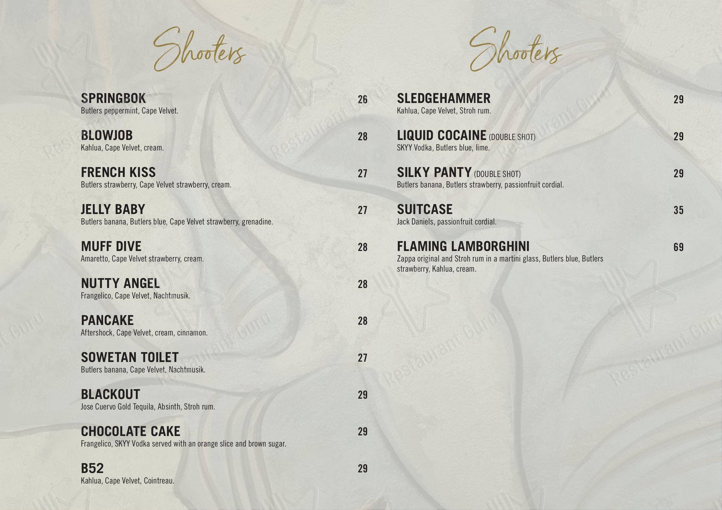 Menu at Summit Grill and Sky Bar Menlyn, Pretoria