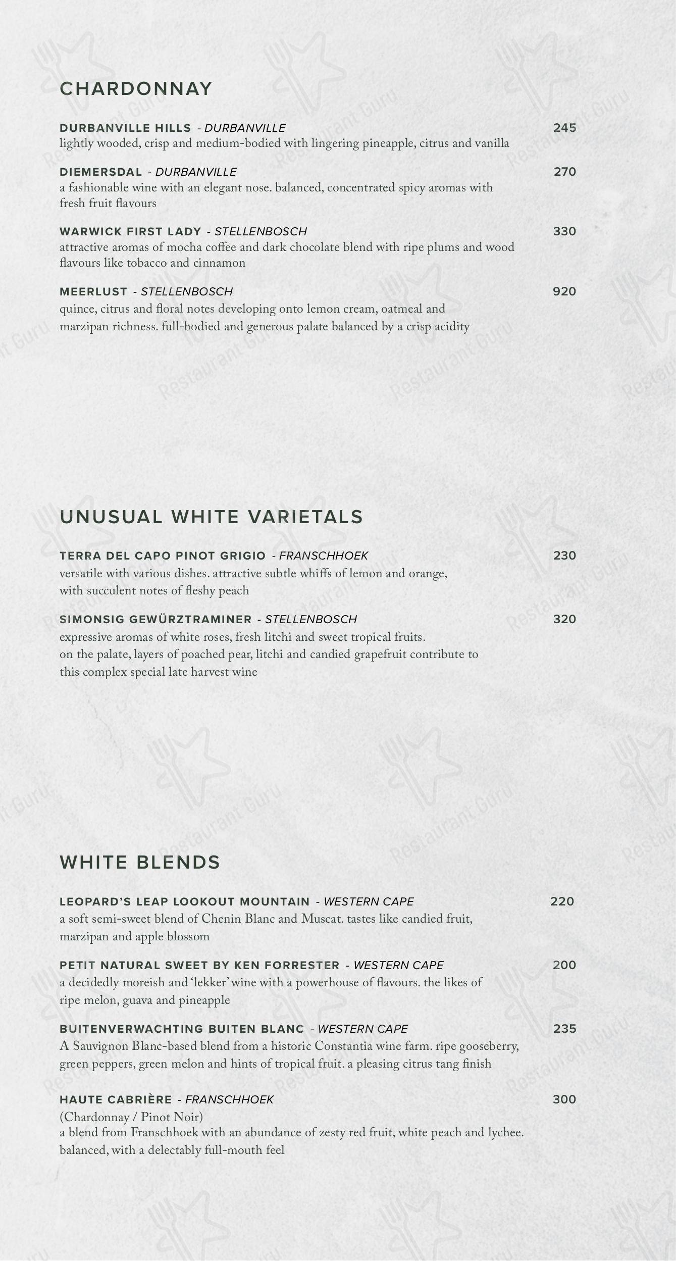 Menu at Tribes African Grill & Steakhouse, Boksburg