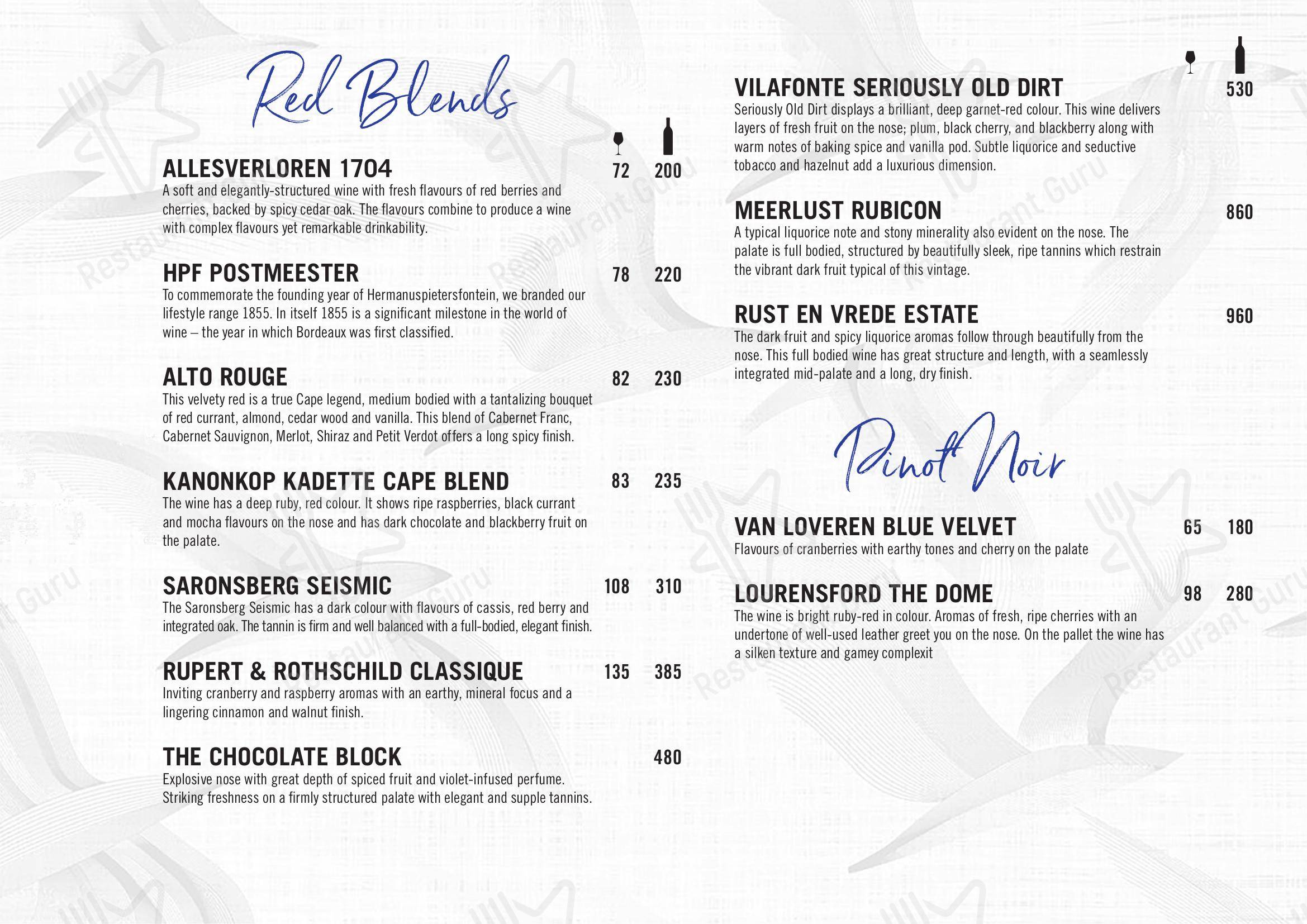 Menu at Summit Grill and Sky Bar Menlyn, Pretoria