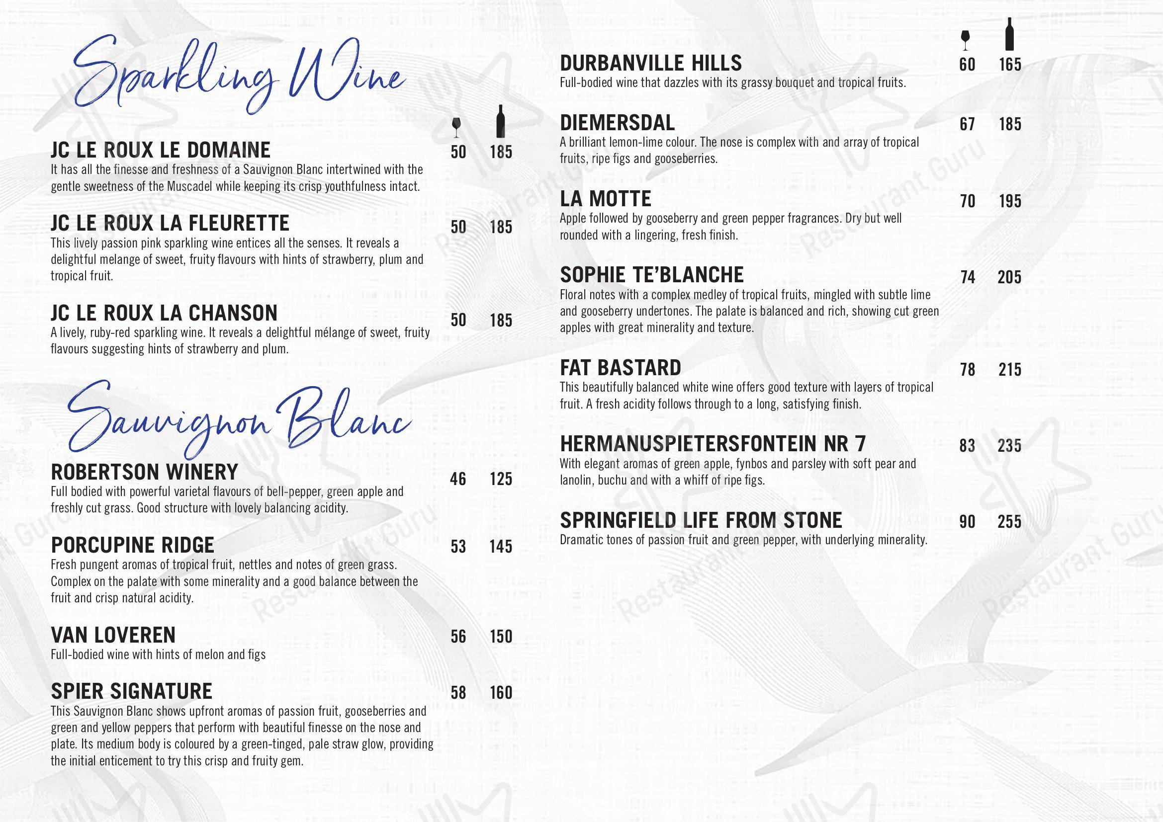Menu at Summit Grill and Sky Bar Menlyn, Pretoria