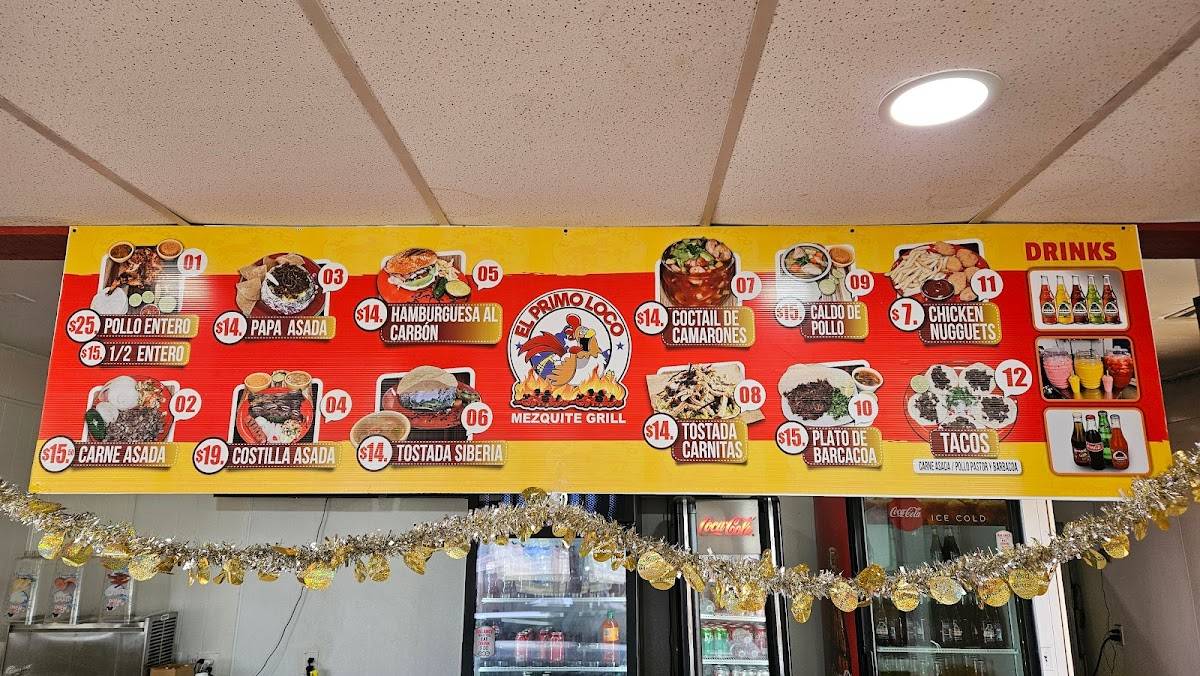 Menu at el Primo Loco restaurant, Oklahoma City, SE 44th St