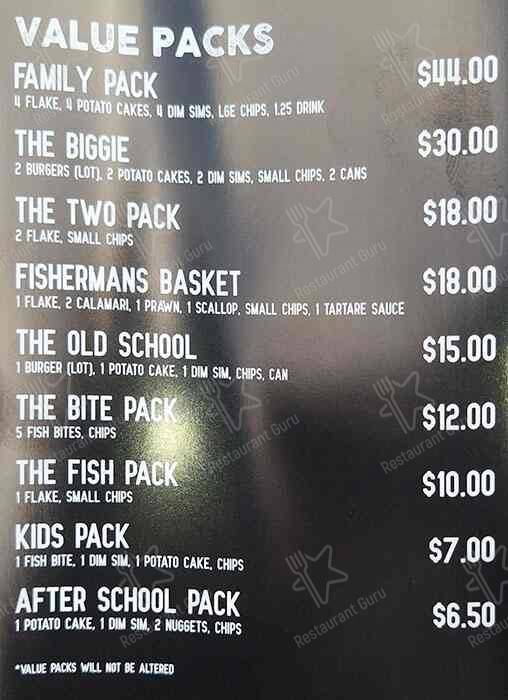 Menu at Archie's Fish And Chips restaurant, Mount Waverley