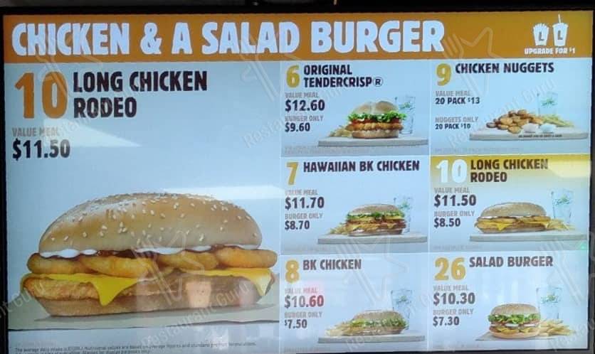 Menu at Burger King Pukekohe restaurant, Pukekohe, 182/196 Manukau Rd